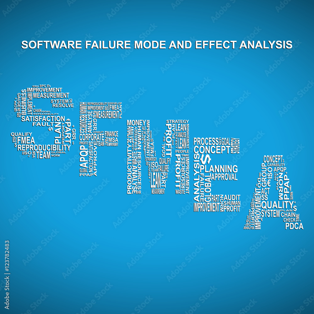 Software failure mode and effect analysis diagonal typography ba Stock ...