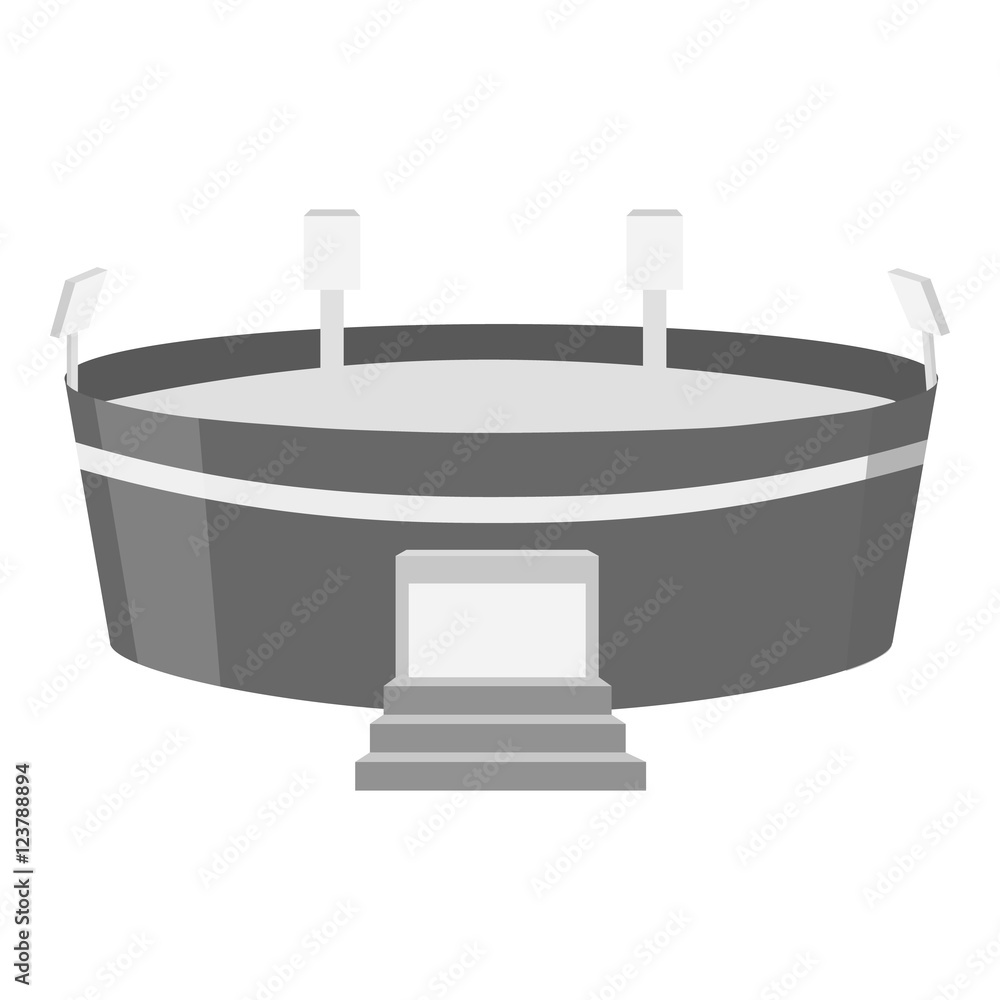 Stadium icon monochrome. Single building icon from the big city ...