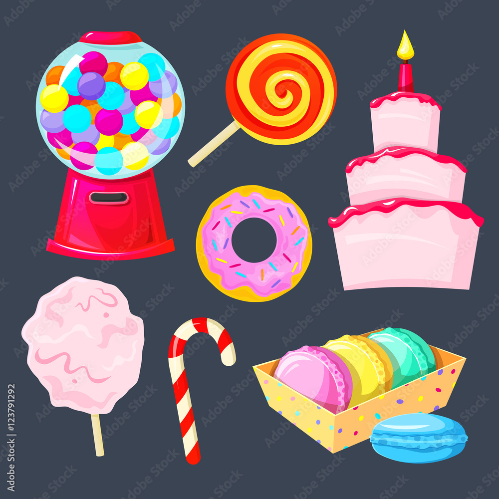Set of different sweets, vector illustration Stock Vector | Adobe Stock