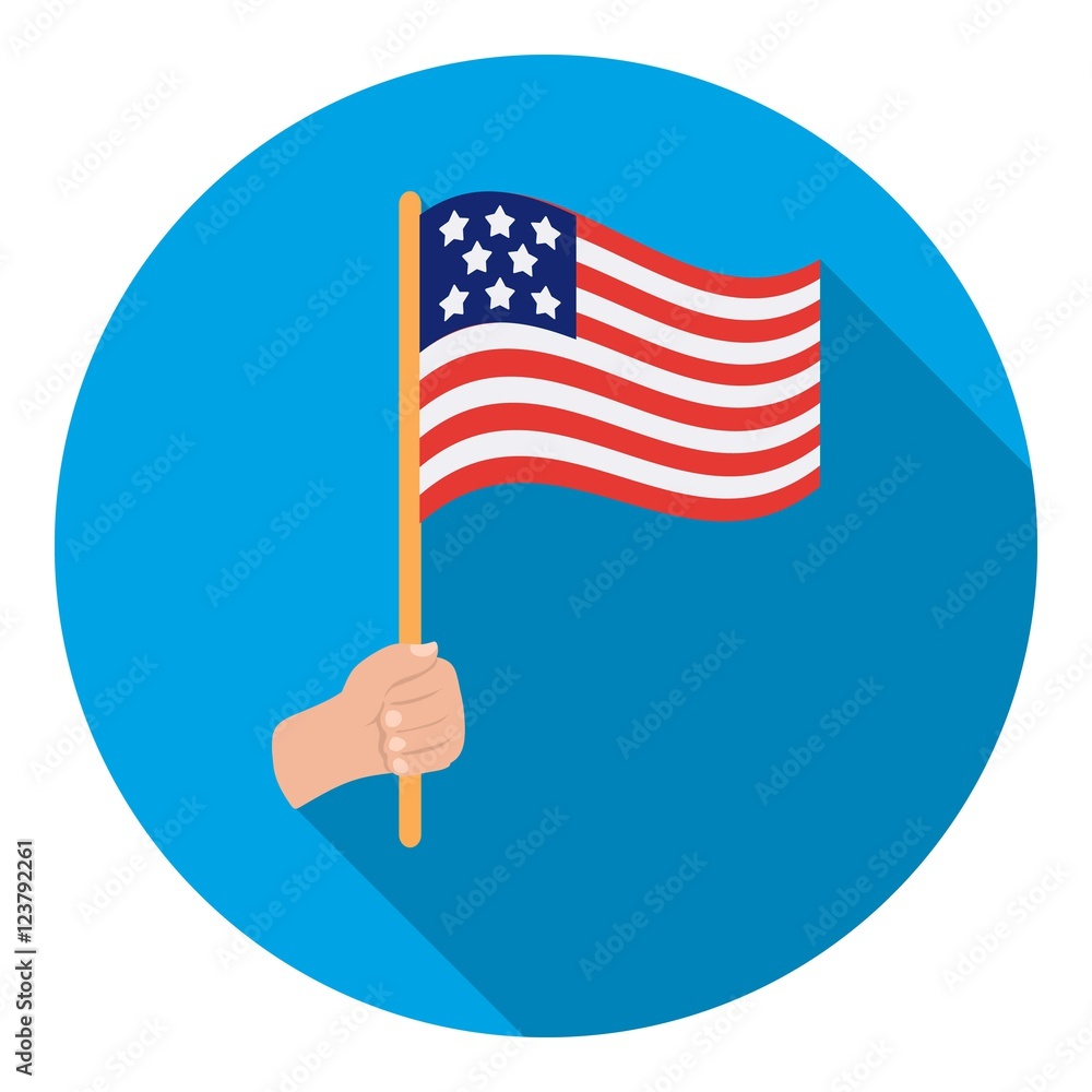 American flag icon in flat style isolated on white background. Patriot ...