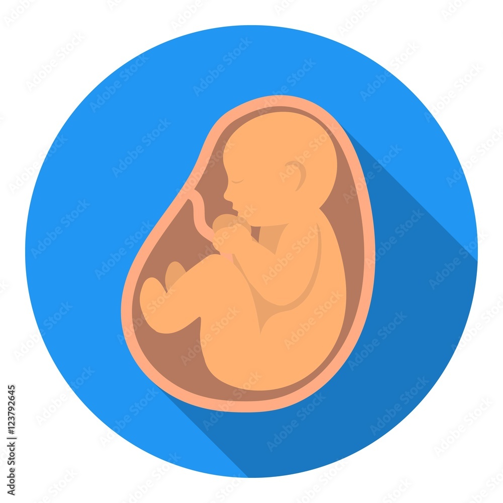 Fetus icon in flat style isolated on white background. Pregnancy symbol ...
