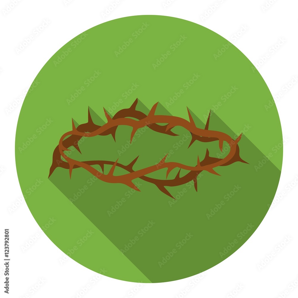 Crown of thorns icon in flat style isolated on white background ...
