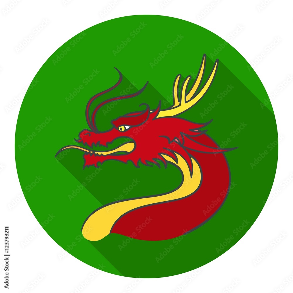 Dragon icon in flat style isolated on white background. South Korea ...