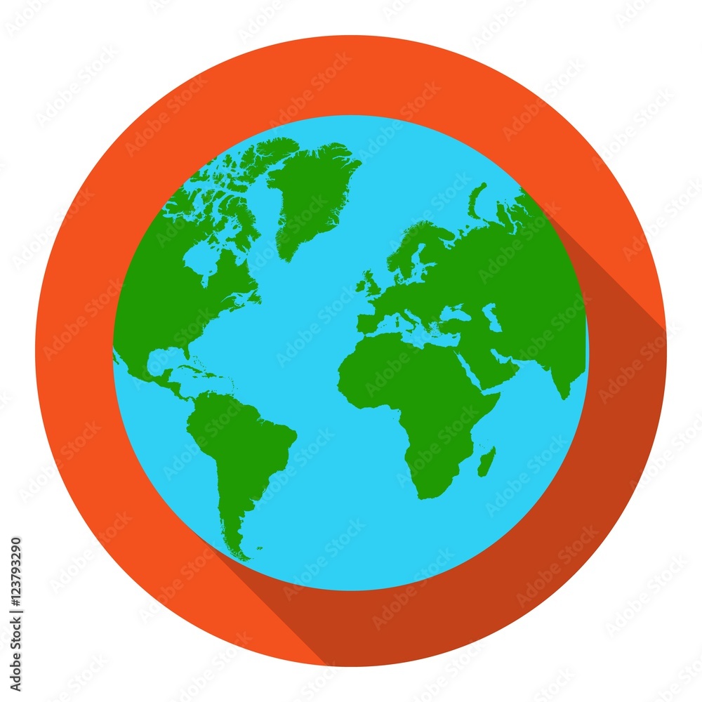 Earth icon in flat style isolated on white background. Space symbol ...