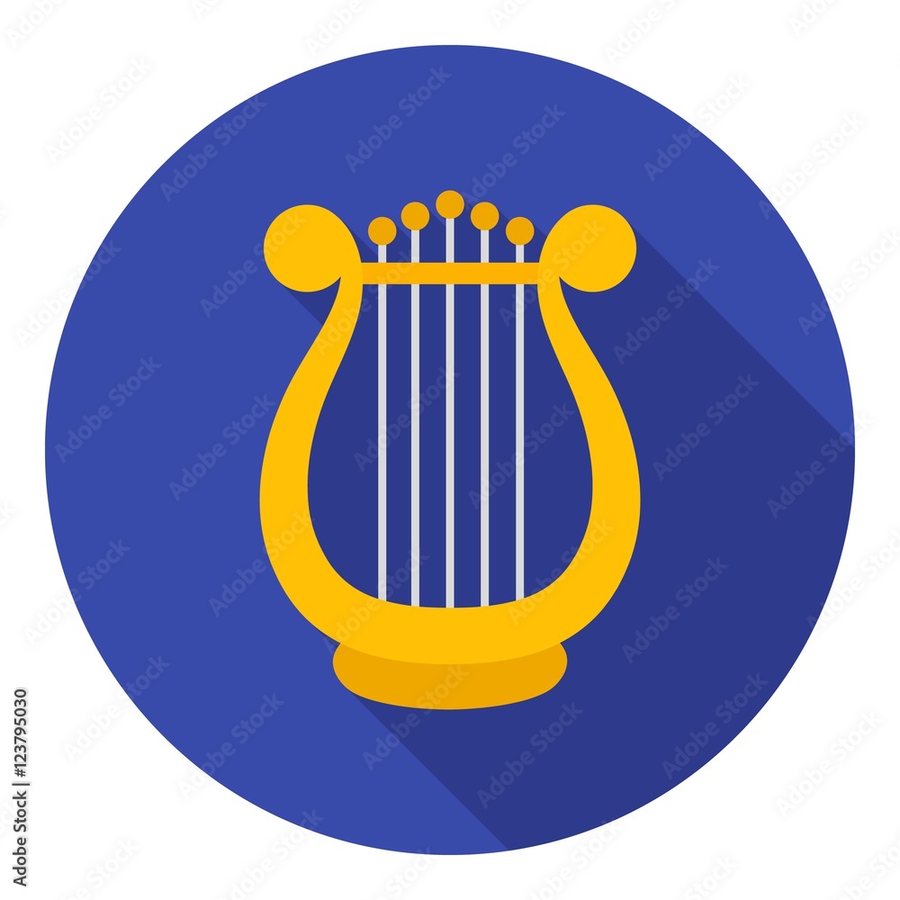 Harp icon in flat style isolated on white background. Theater symbol ...