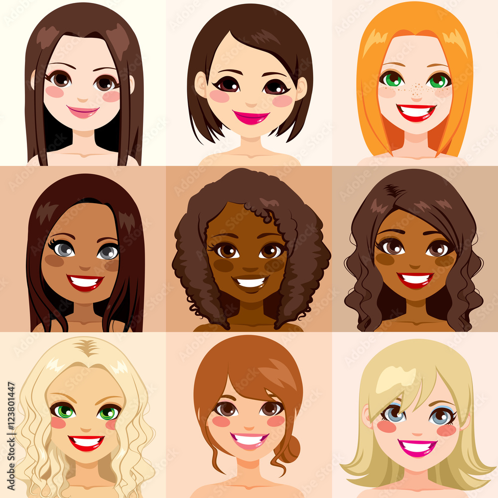 Group of diversity women with different skin color Stock Vector | Adobe ...