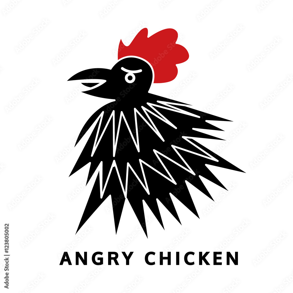 angry chicken head logo design on white background, vector Stock Vector ...