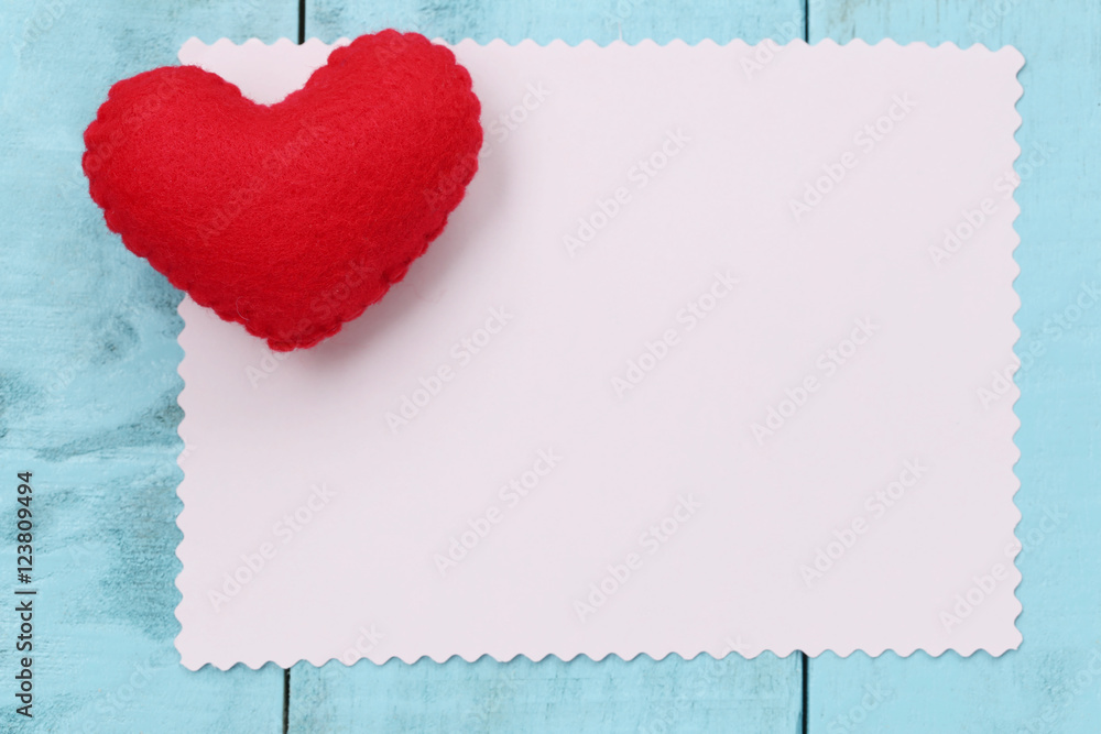 Red heart placed on paper note of empty for input text or messag Stock ...