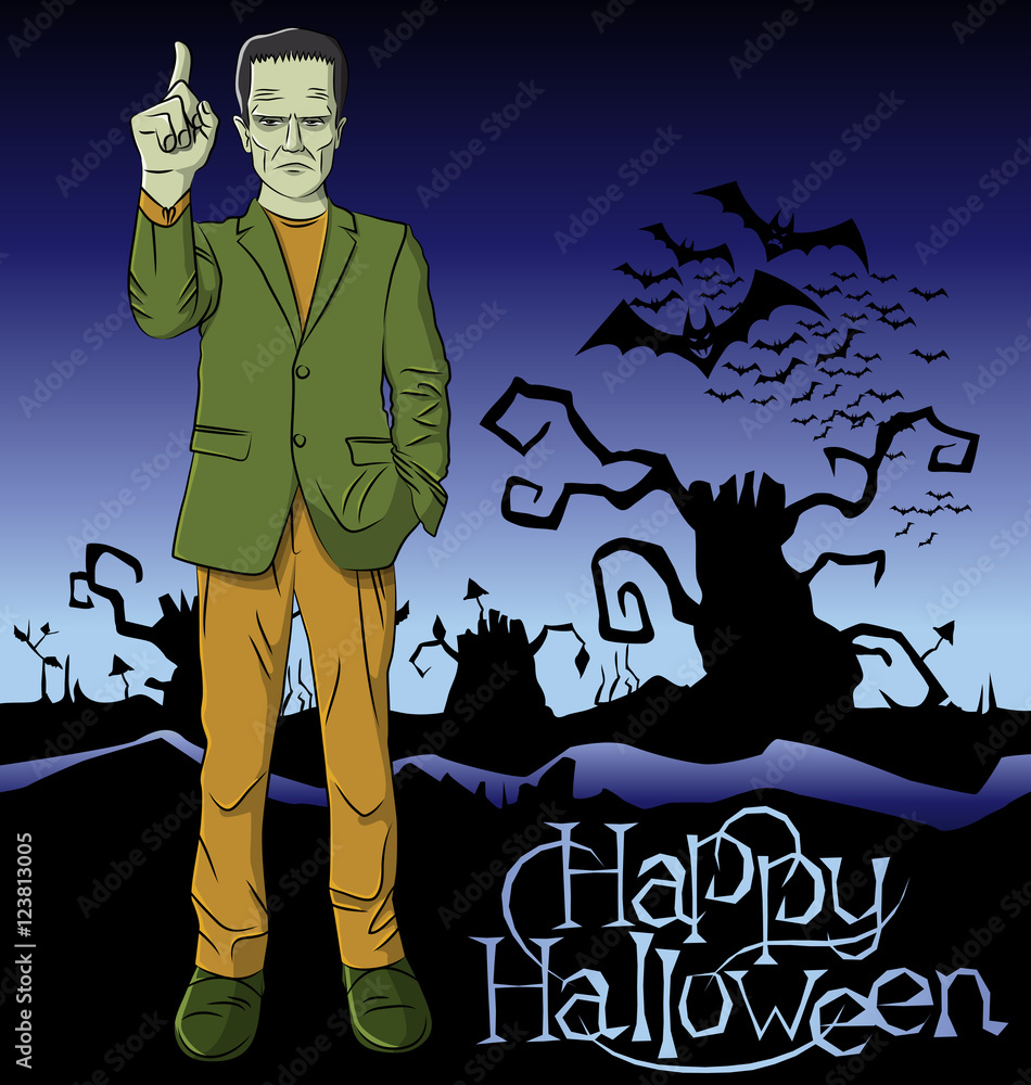 Vector Cartoon Frankenstein Halloween Stock Vector | Adobe Stock