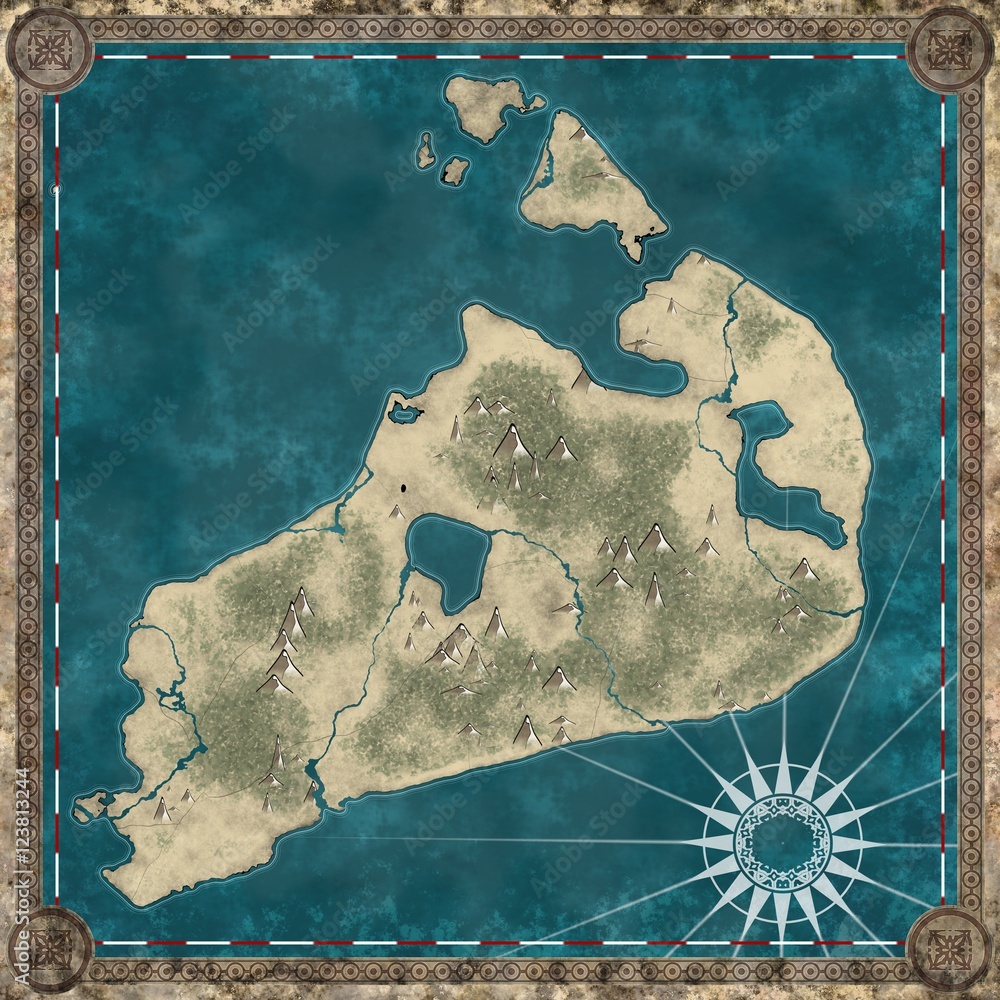 An old retro pirate treasure map of an island Stock Illustration ...