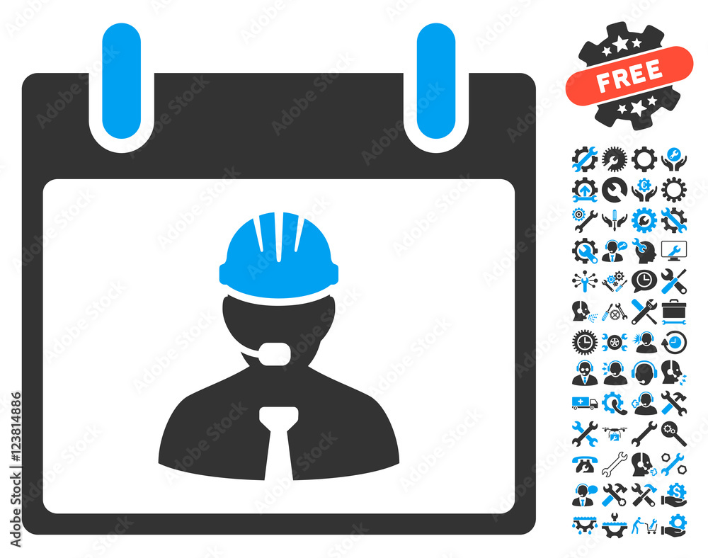 Engineer Calendar Page icon with bonus tools images. Vector ...