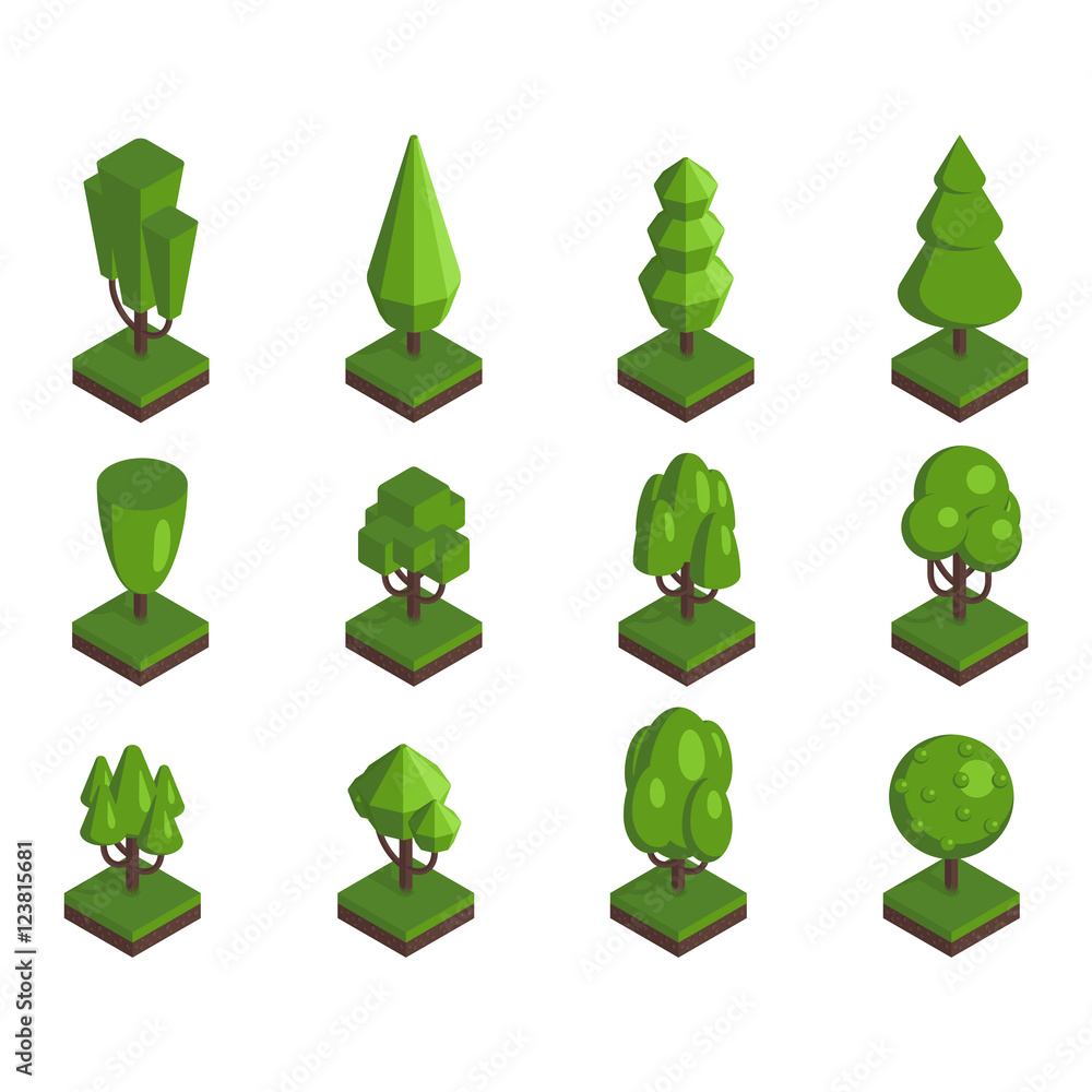 Isometric tree vector illustration. Stock Vector | Adobe Stock
