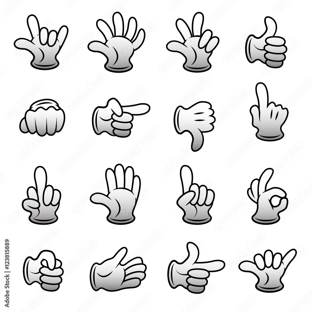 Cartoon hands gestures icons vector set Stock Vector | Adobe Stock
