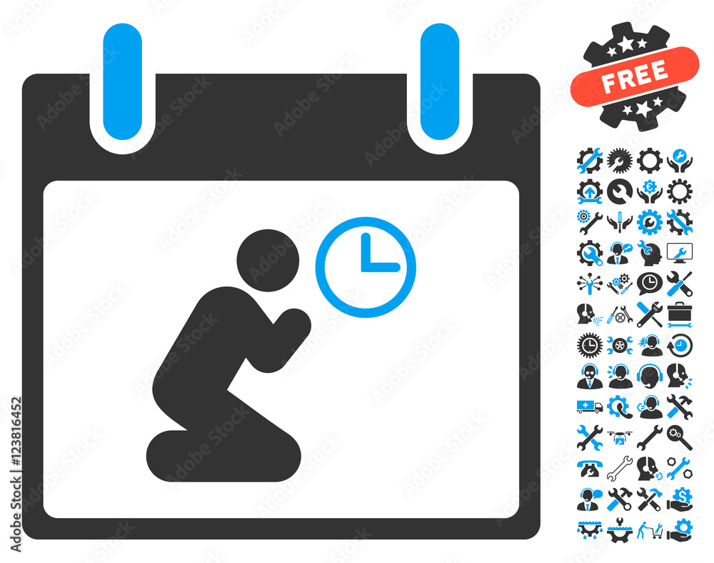 Pray Time Calendar Day icon with bonus settings design elements. Vector ...