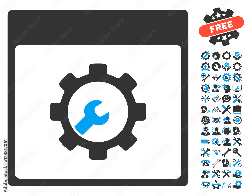 Setup Tools Calendar Page icon with bonus configuration pictograph ...