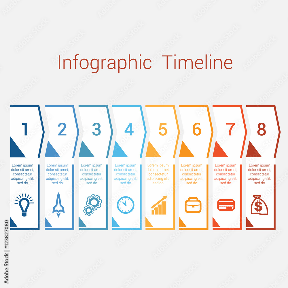 Timeline Infographic for eight position Stock Vector | Adobe Stock