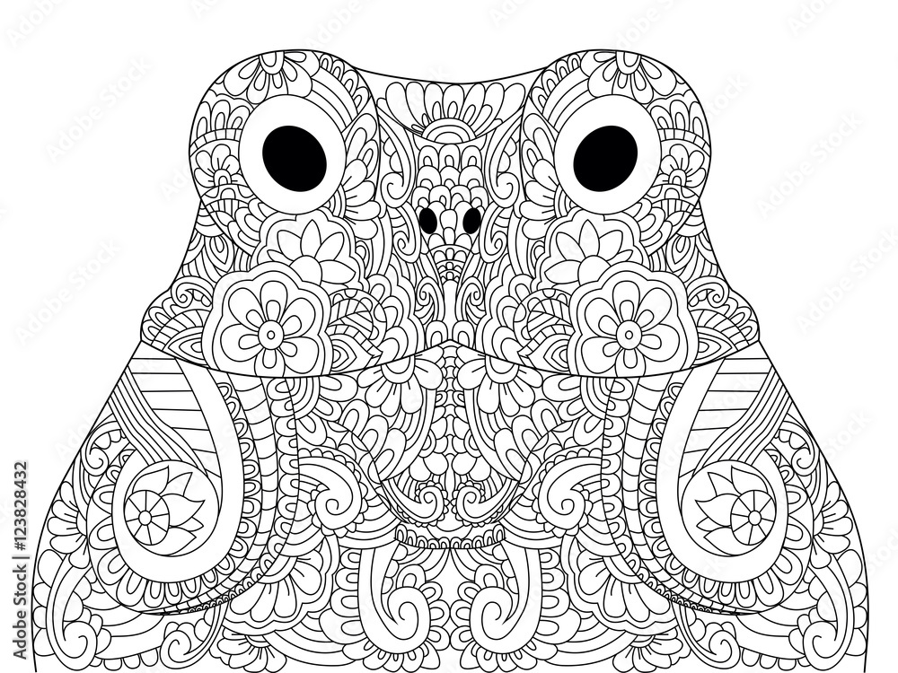 Head froggy coloring vector for adults Stock Vector | Adobe Stock