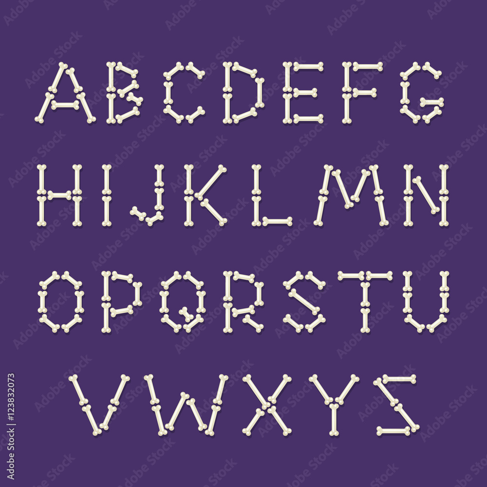 Bones alphabet vector illustration Stock Vector | Adobe Stock