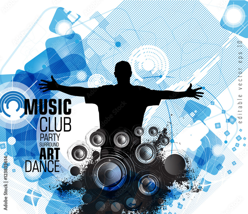 Music background with dancing people, vector Stock Vector | Adobe Stock