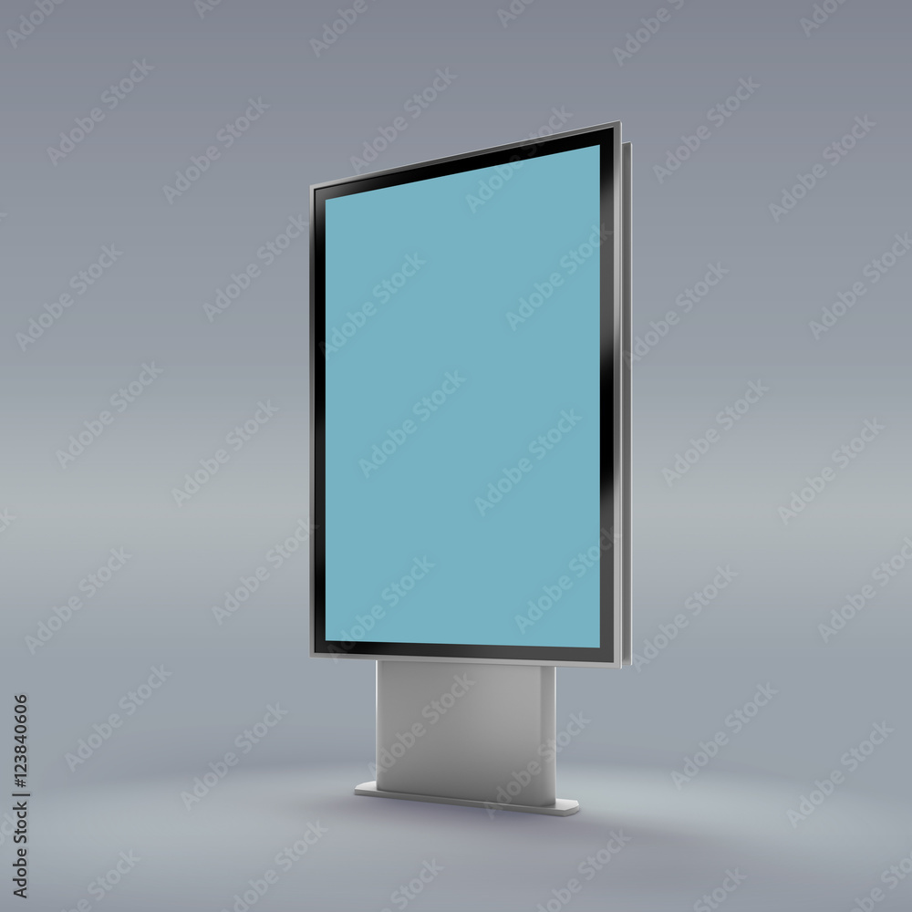 Black vertical turned monitor mockup grey background. Stock ...