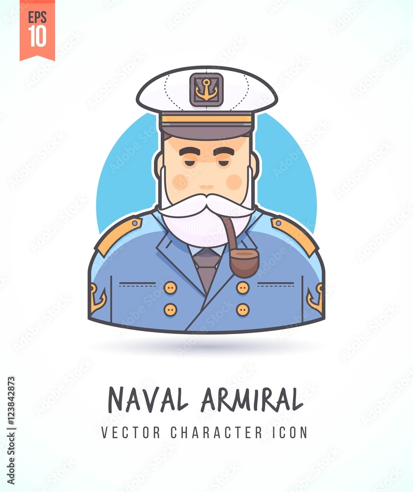 Naval admiral sea wolf marine commander in uniform illustration People ...