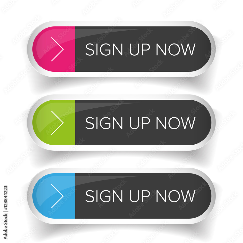 Sign Up Now button set Stock Vector | Adobe Stock
