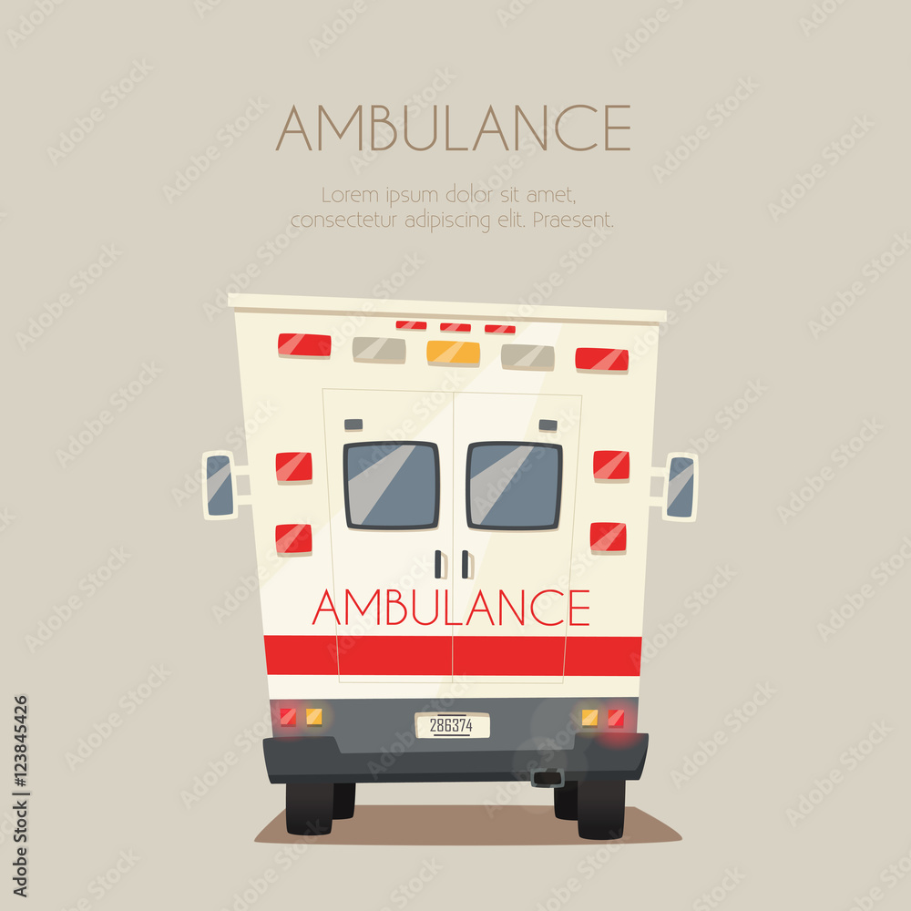 Ambulance car. Vector cartoon illustration Stock Vector | Adobe Stock