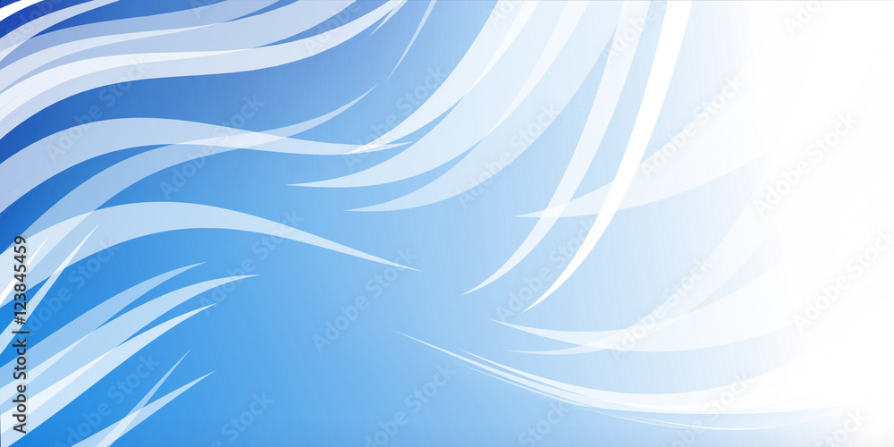 blue background with layers of white wispy triangles in curved flowing ...