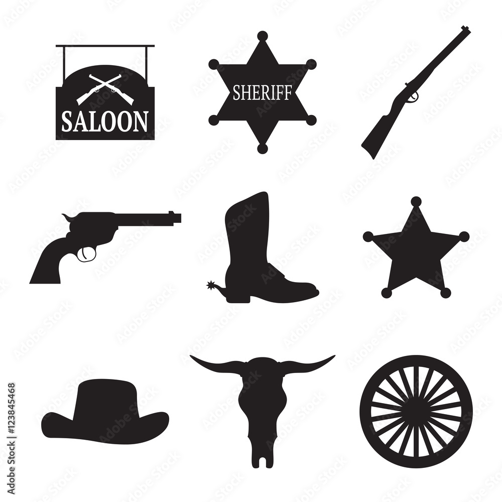 Vintage Western Icons Stock Vector | Adobe Stock