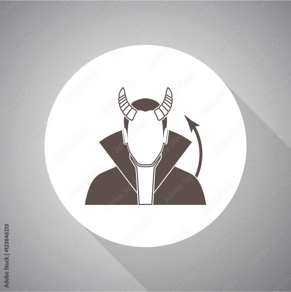 Demon Vector illustration. Religion icon. Silhouette. Flat style. Stock ...