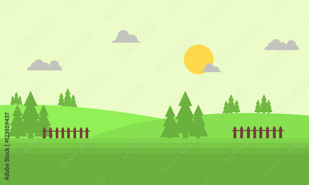 Vector flat of hill landscape Stock-Vektorgrafik | Adobe Stock