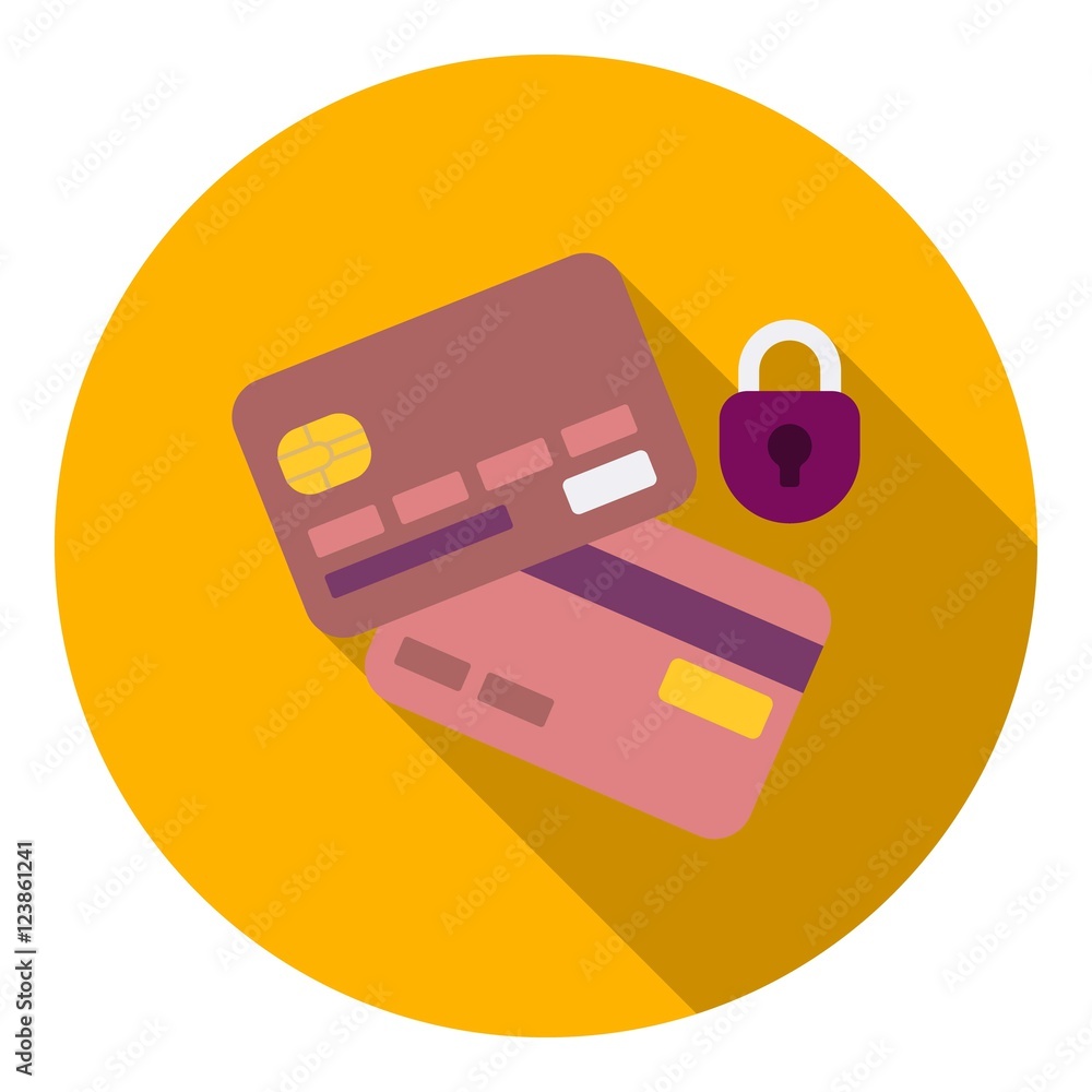 Credit Card Security icon in flat style isolated on white background. E ...