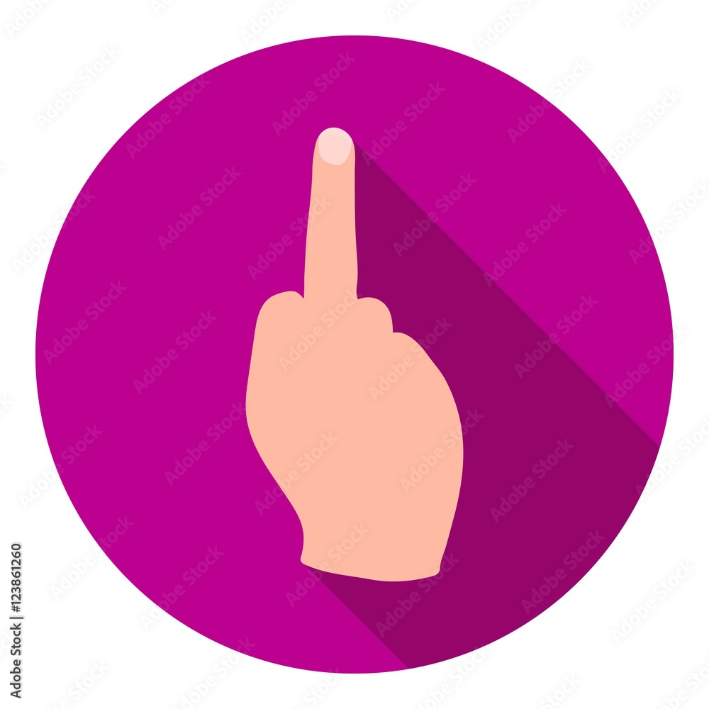 Middle finger icon in flat style isolated on white background. Hand ...