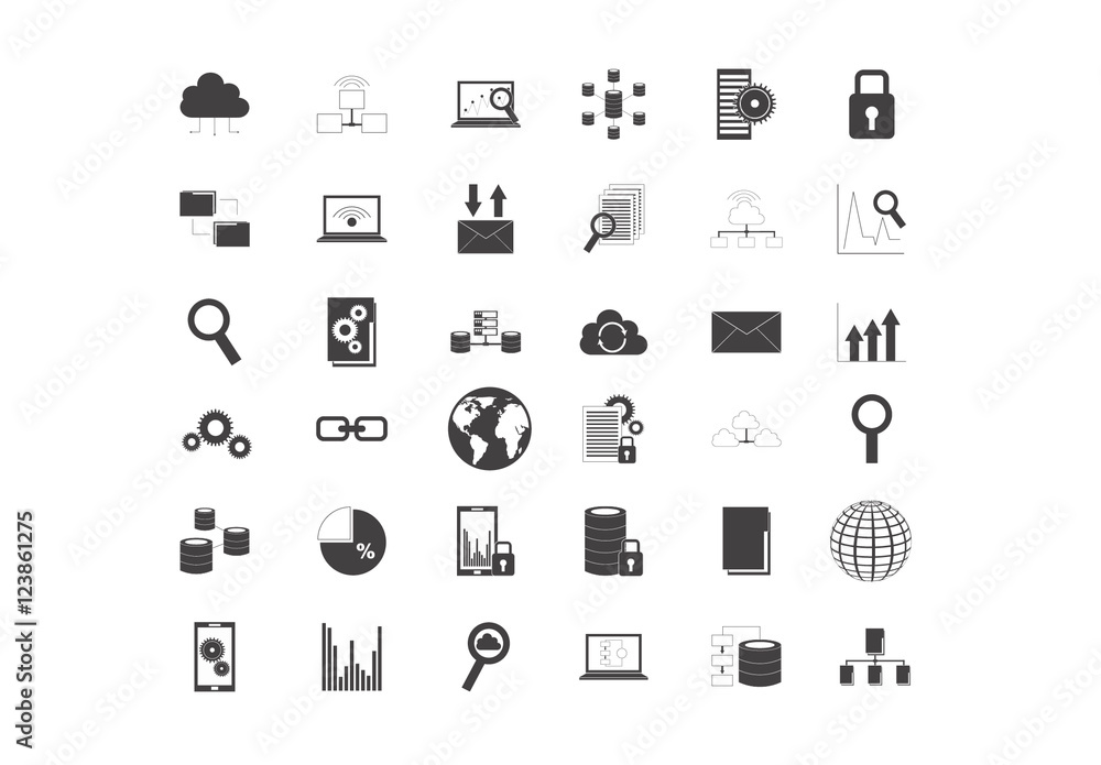 Data Center Media Icon Set Stock Template | Adobe Stock