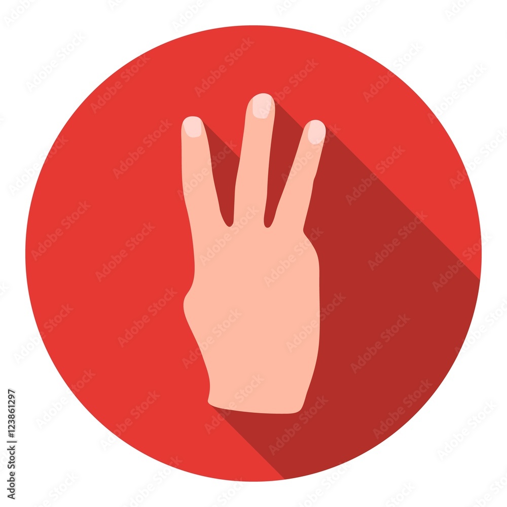 Three fingers icon in flat style isolated on white background. Hand ...