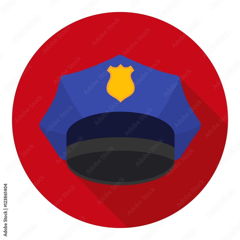 Police cap icon in flat style isolated on white background. Hats symbol ...