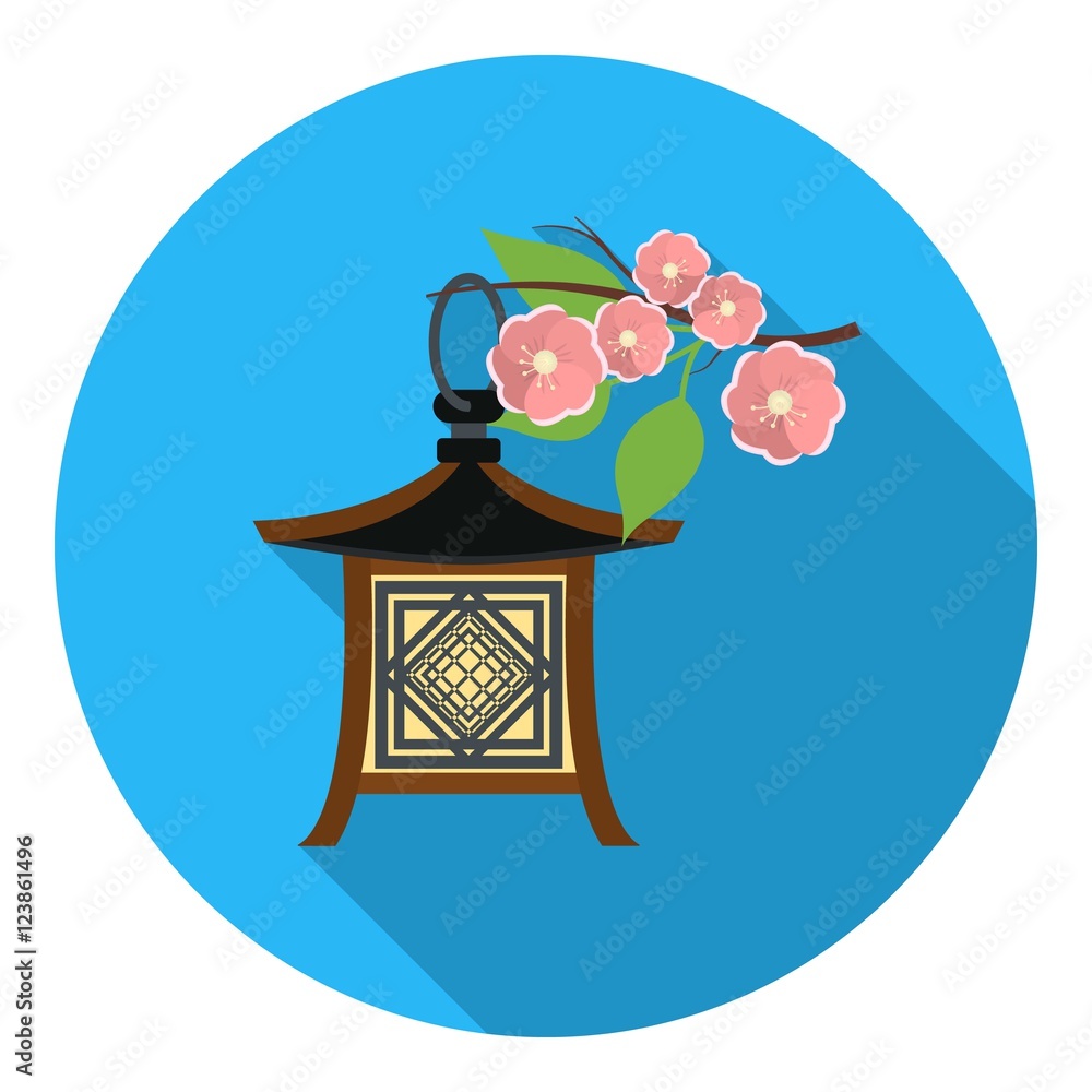 Japanese lantern icon in flat style isolated on white background. Japan ...