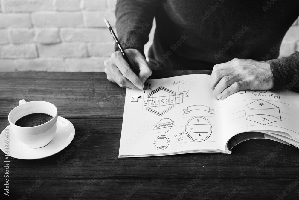 Poster Man Drawing Sketch Design Label Artwork Concept – Wall Art ...