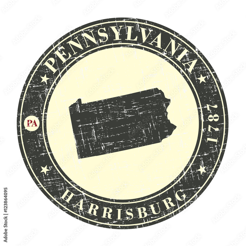 Vintage stamp with map of Pennsylvania Stock Vector | Adobe Stock