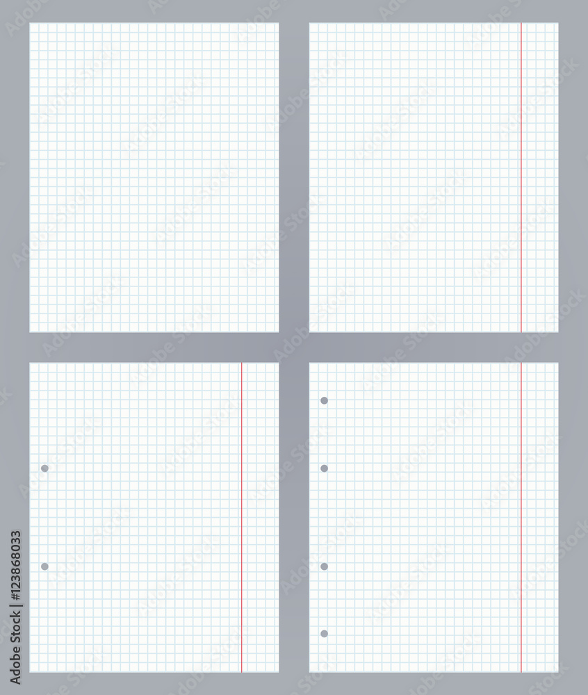 Set blank squared exercise book. Vector illustration exercise book with ...