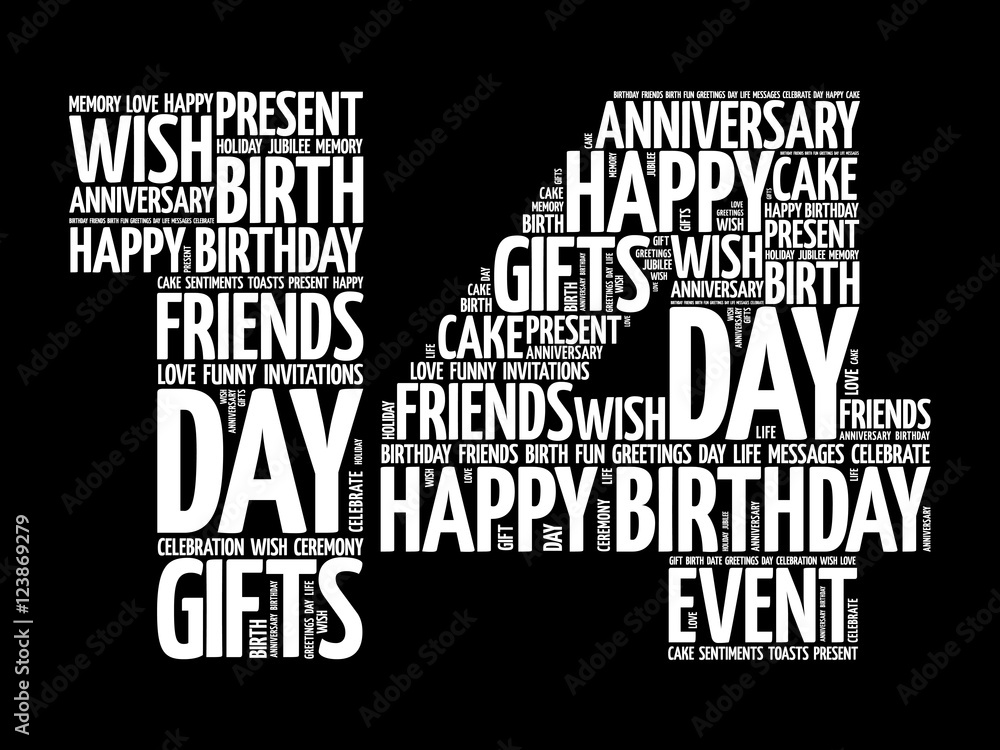 Happy 14th birthday word cloud collage concept Stock Vector | Adobe Stock