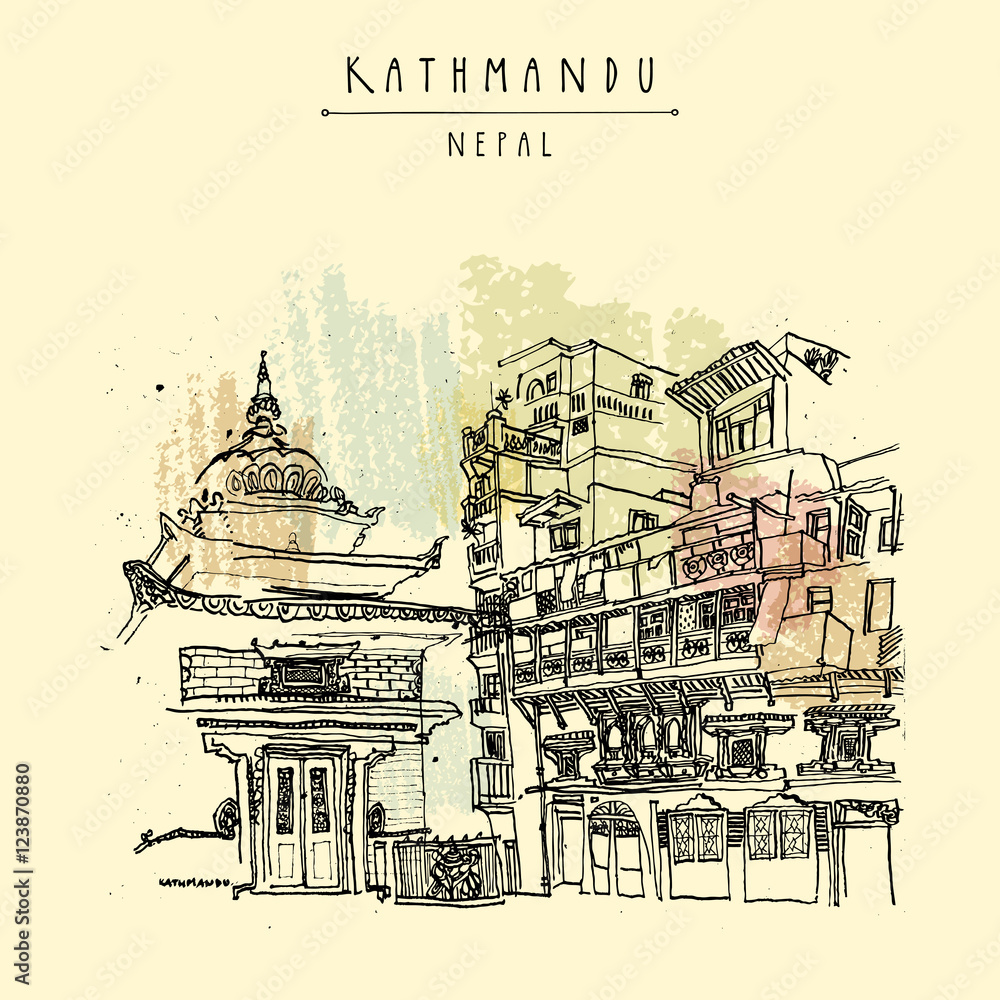 Kathmandu, Nepal, Asia. Hindu shrine and old historic wooden ...