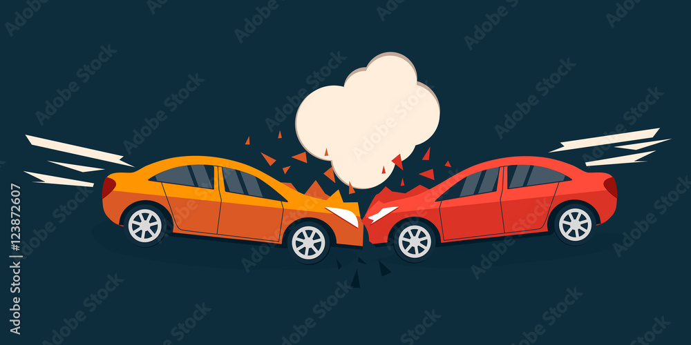 Accident road situation. Car accident comic style vector illustration ...