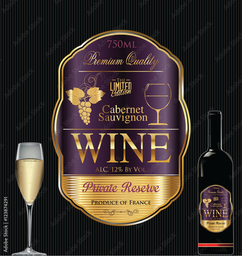 Luxury golden wine label Stock Vector | Adobe Stock
