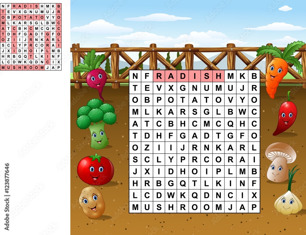 Word search puzzle about vegetables Stock Vector | Adobe Stock