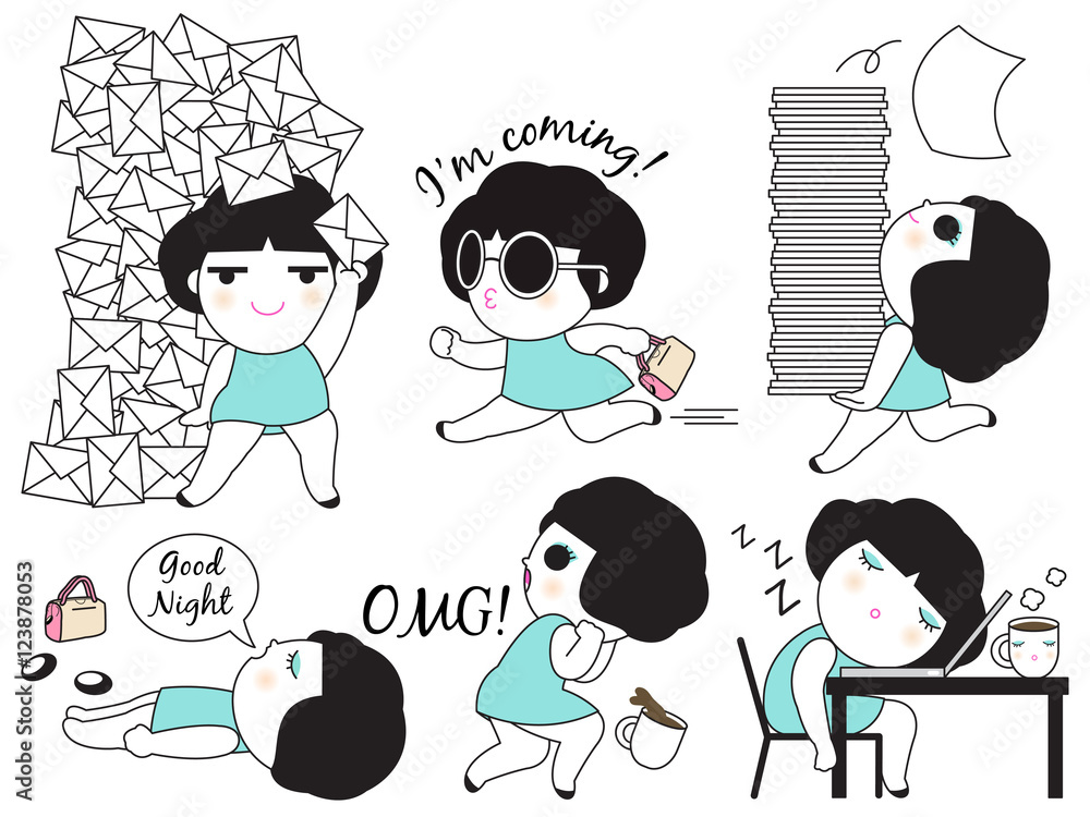 Daily Life At Work Character illustration Stock Vector | Adobe Stock