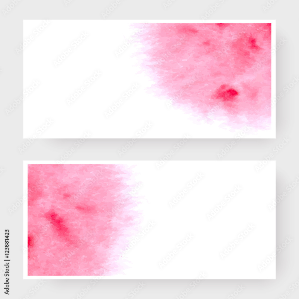 Vector set of horizontal banners with watercolor splash. Pink ...