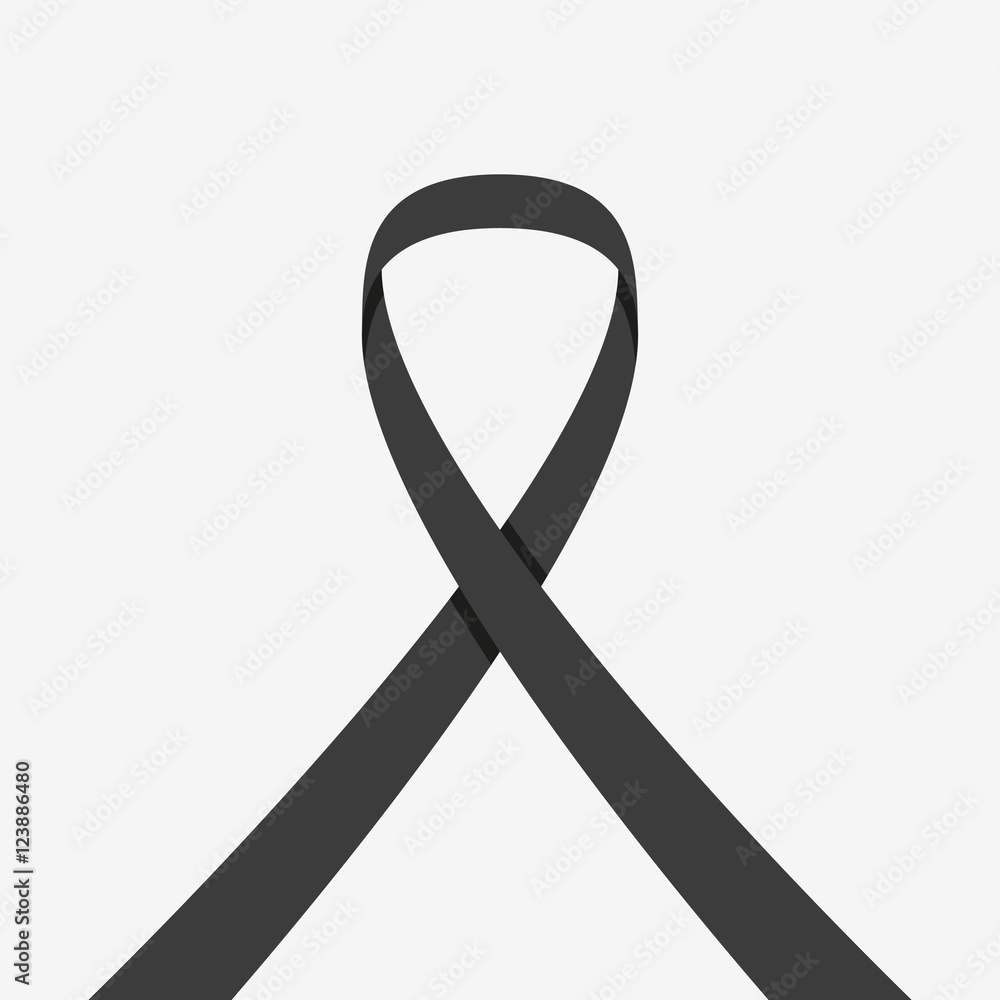 black ribbon on white background as sadness symbol Stock Vector | Adobe ...