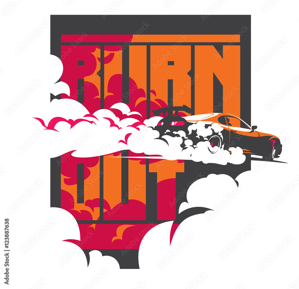 Burnout car, Japanese drift sport, Street racing Stock Vector | Adobe Stock