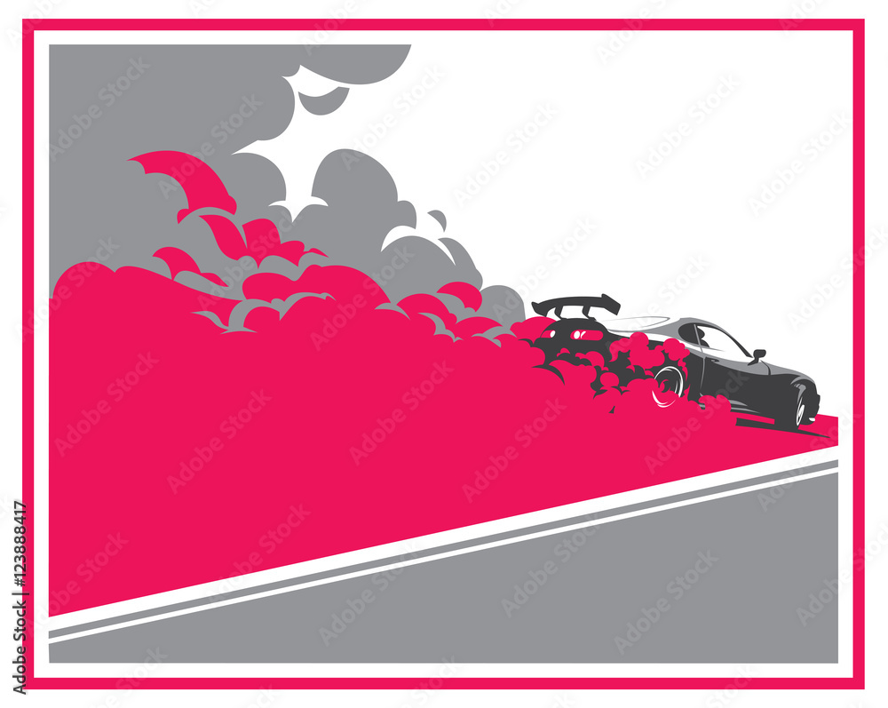 Burnout car, Japanese drift sport, Street racing Stock Vector | Adobe Stock